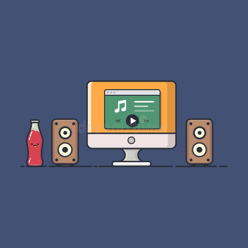 Design and Illustration of Pc Device and Soda Bottle Stock Illustration ...