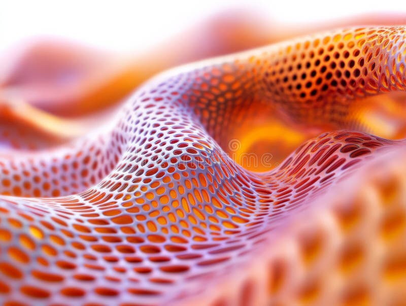 Microstructured Surface Undulating Mesh Pattern in Red Orange Gradient ...