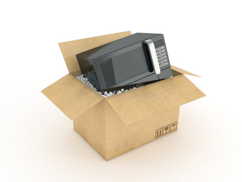 Microwave in cardboard box stock illustration. Illustration of carton ...