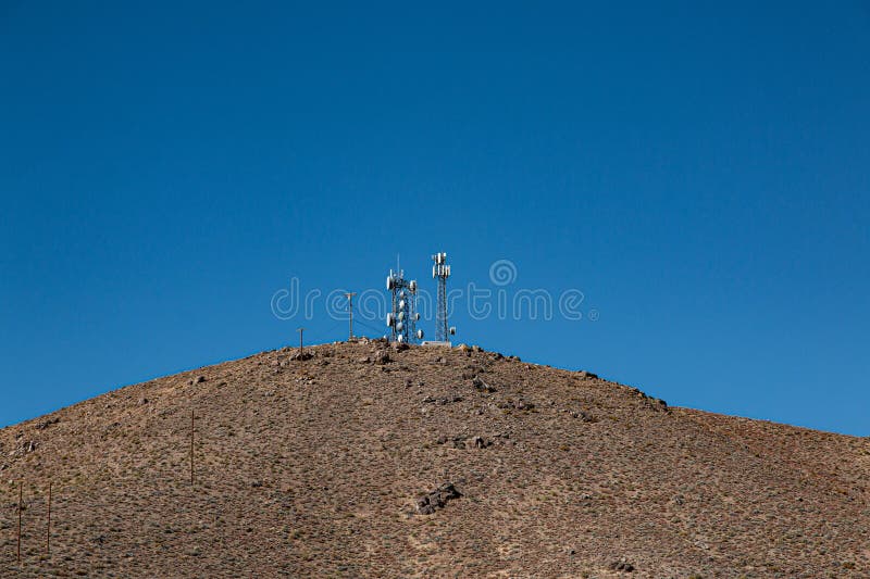 Microwave and Cell Towers on High Hill 1 Stock Photo - Image of terrain ...