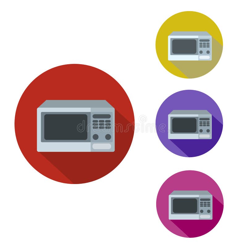 Microwave Icon in Flat Style with Long Shadow, Isolated Vector ...
