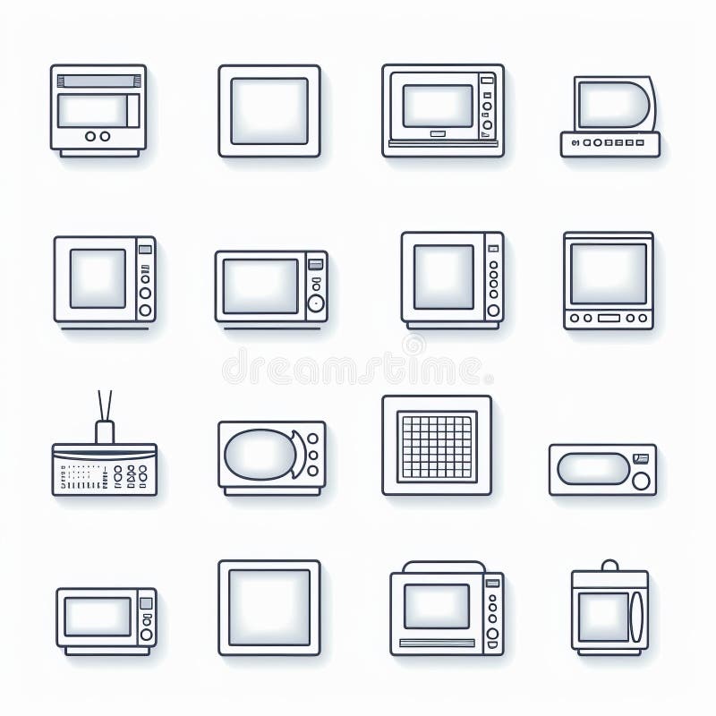 Set microwaves icons 3 stock vector. Illustration of marking - 195700663