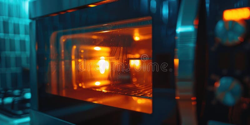 Microwave Interior with Light Stock Photo - Image of food, device ...