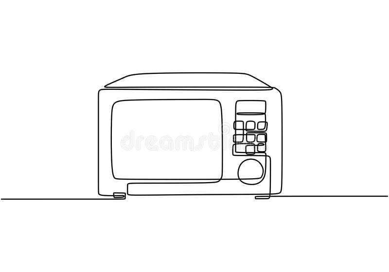 Microwave Oven in Continuous Line Drawing. Modern Kitchen Appliance ...