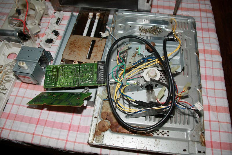 Microwave Oven Disassembled on a Kitchen Table Stock Image - Image of ...