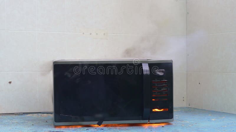 Microwave Oven on Fire. the Concept of Fire in the Kitchen. Stock Video ...