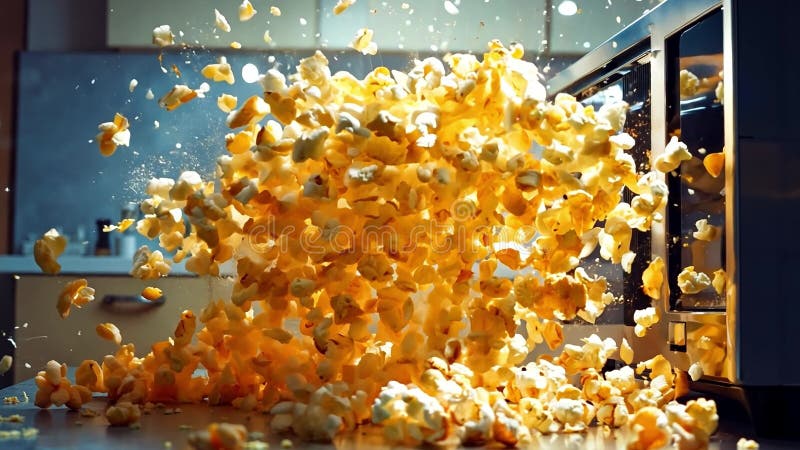A Microwave Oven with Popcorn Falling Out of it Stock Footage - Video ...