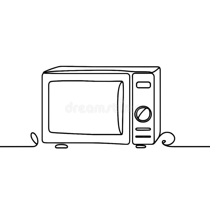 A Microwave Oven is Shown in a Black and White Drawing Stock Photo ...