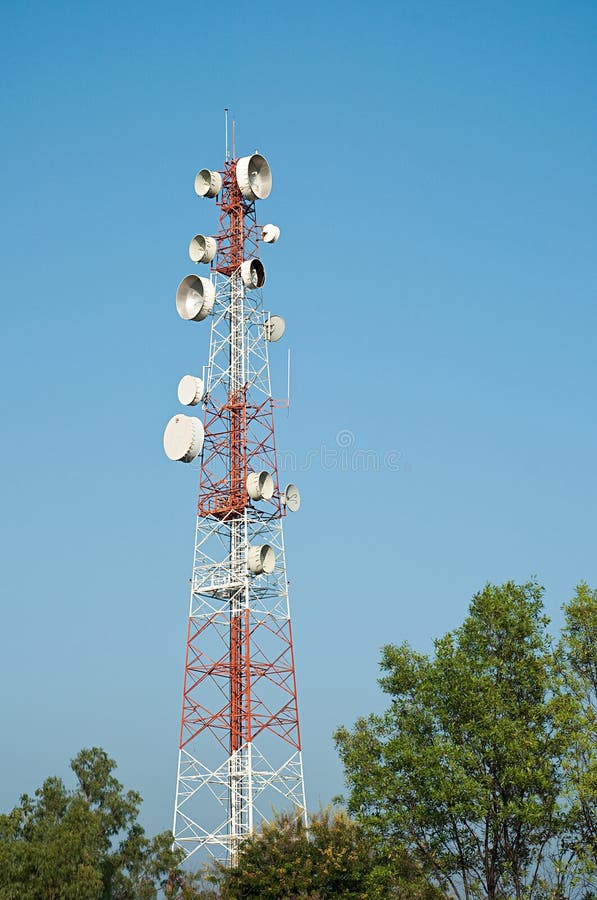 Microwave Transmission Tower 04 Stock Photo - Image of white ...