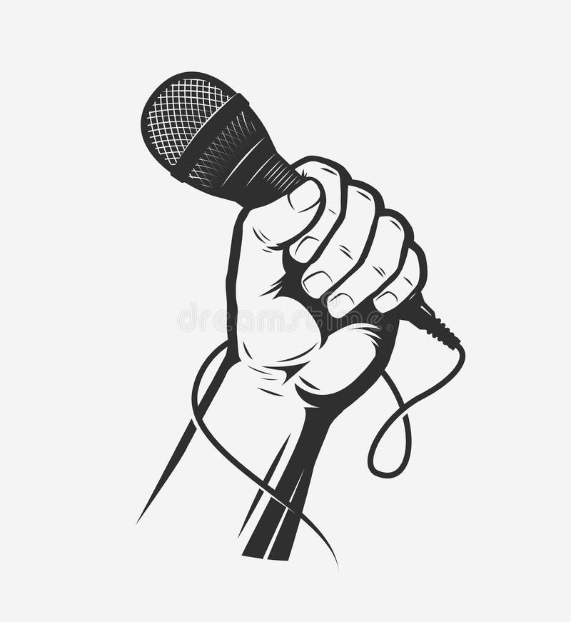 Micrófono En La Mano Canción Ilustración Vectorial De Karaoke