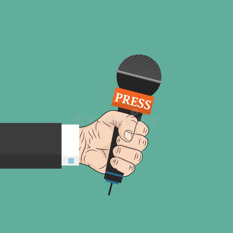 Micrófono En La Mano De Un Hombre Concepto De Noticias Ilustración