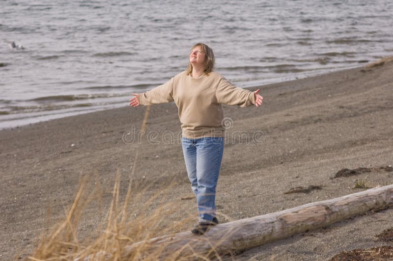 Mid 40 S Woman Celebrating Life Stock Image - Image of natural, full ...