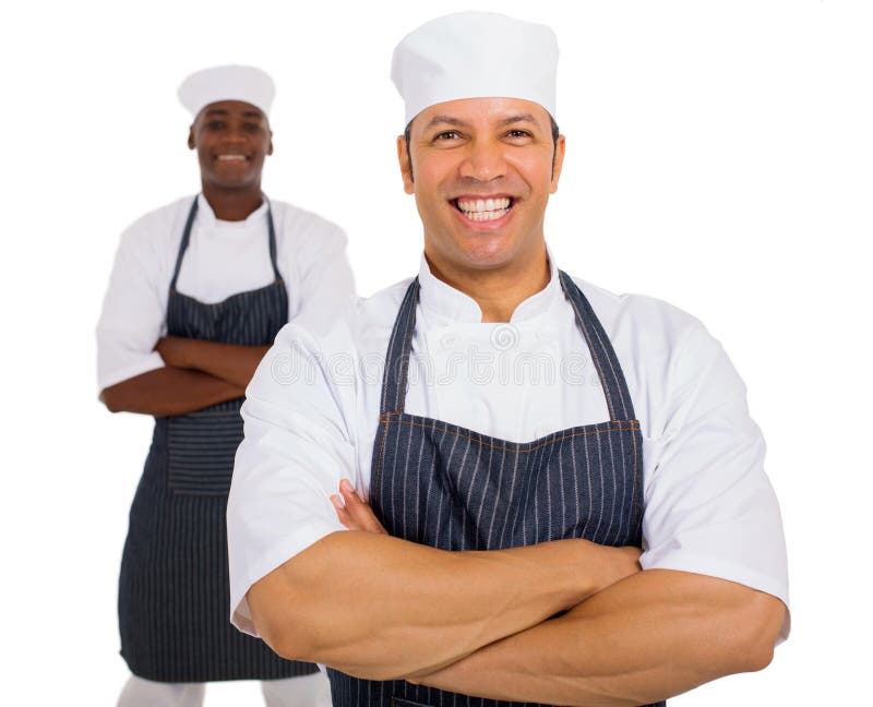 Handsome Male Chef Isolated on White Stock Image - Image of caterer ...