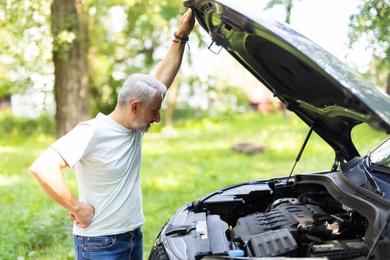 Mid Age Man Was Frustrated and Angry that the Car Broke Stock Image ...