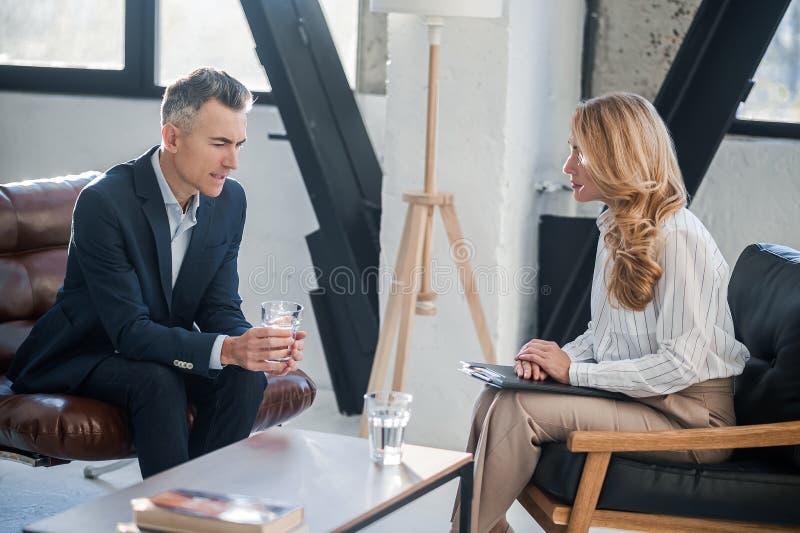 Mid Aged Man Having an Appointment with a Mental Physician Stock Image ...