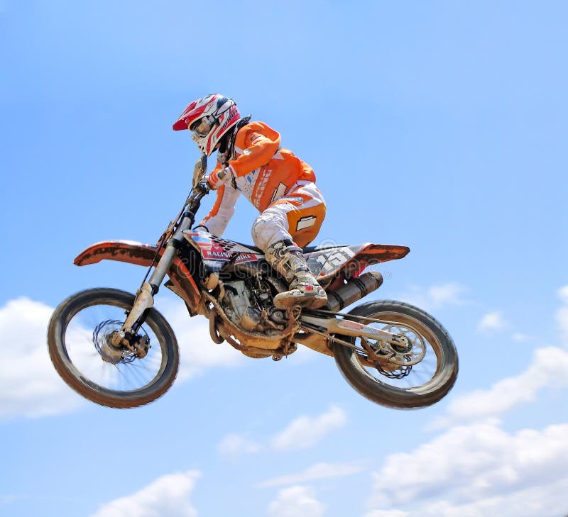 Motorcycle on the air editorial stock image. Image of helmet - 105983259