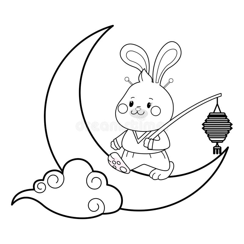 Mid Autumn Rabbit Face Cartoon Stock Vector - Illustration of character ...