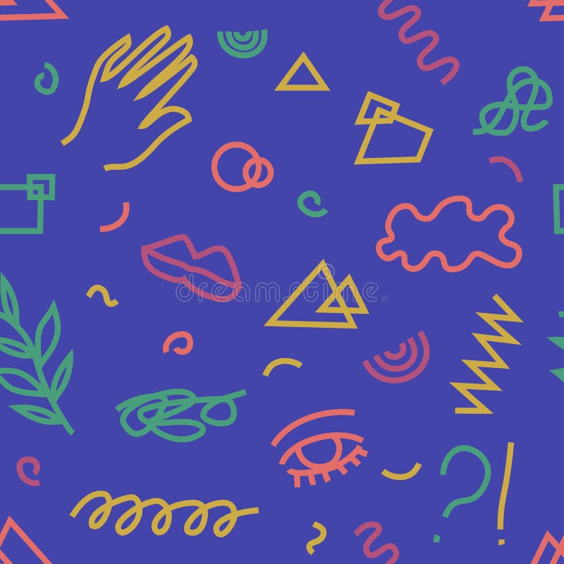 Mid Century Abstract Scribble Shapes Seamless Repeating Patterns On