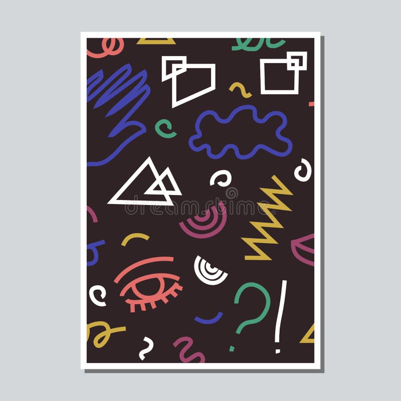 Mid Century Abstract Scribble Shapes Vivid Composition. Stock Vector ...