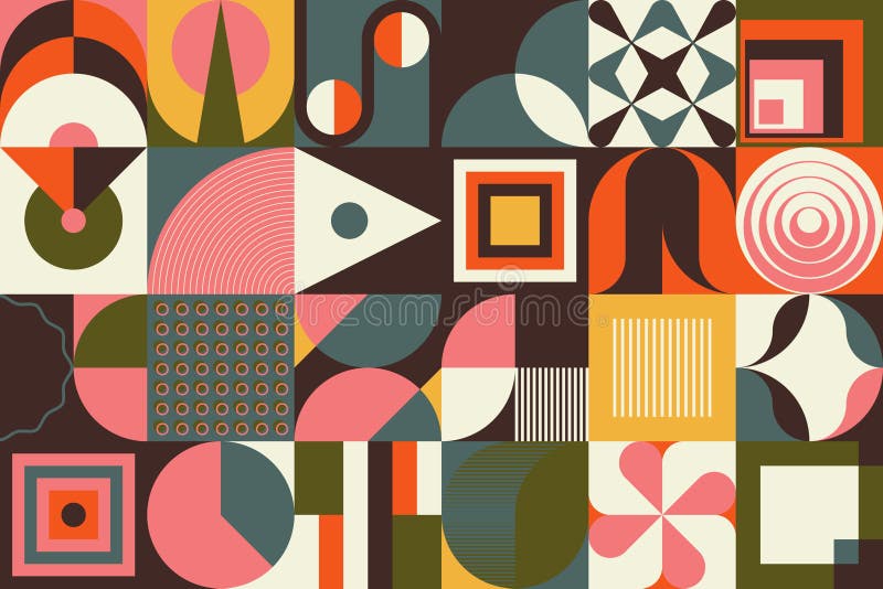 Mid-Century Inspired Graphic Pattern Art Made with Abstract Vector ...