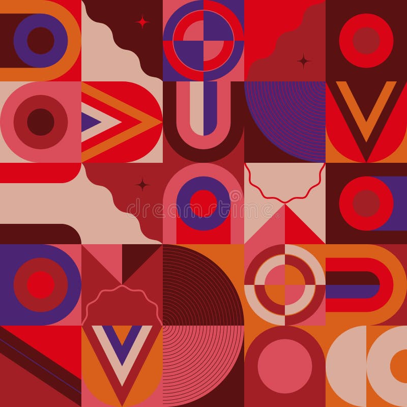 Mid-Century Inspired Graphic Pattern Art Made with Abstract Vector ...