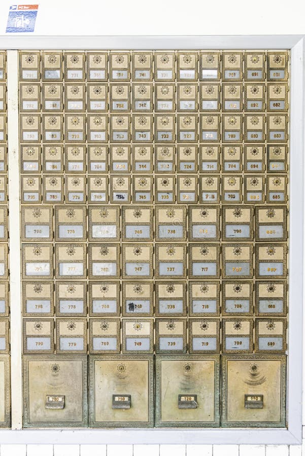 Mid-Century Design Brass Post Office Mailboxes Editorial Photo - Image ...