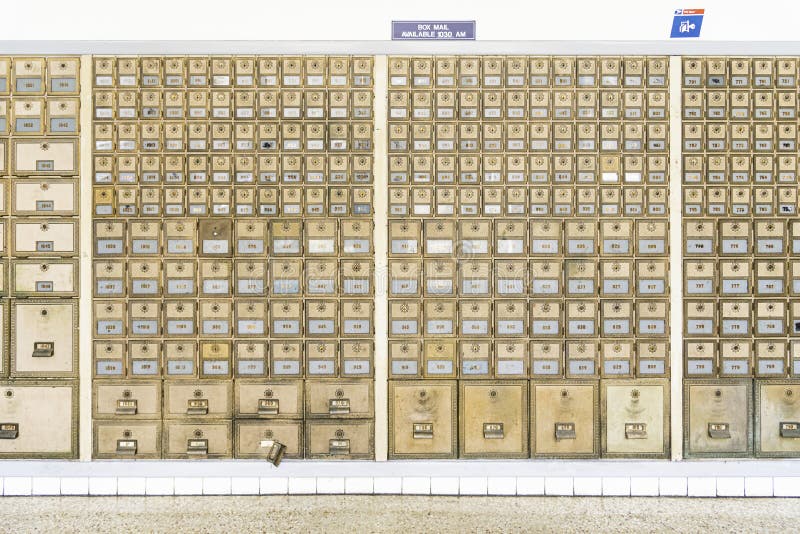 Mid-Century Design Brass Post Office Mailboxes Editorial Stock Image ...