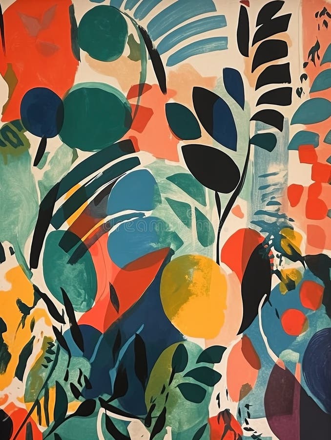 Mid-century Flowers Abstract Illustration. Modern Art Stock ...