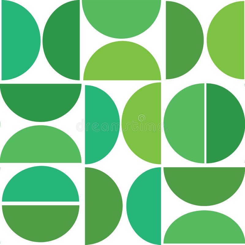 Green Mid Century Modern Artistic Half Circles Seamless Pattern. Stock ...
