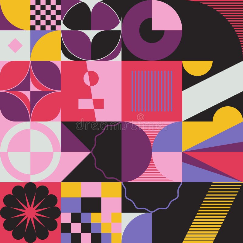 Mid-Century Inspired Graphic Pattern Art Made with Abstract Vector ...