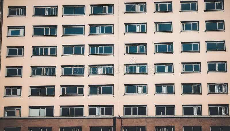 Symmetrical Apartment Building Facade with Identical Windows Stock ...