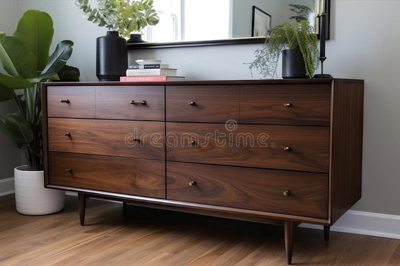 Mid-century Modern Dresser, with Sleek Lines and Simple Hardware Stock ...