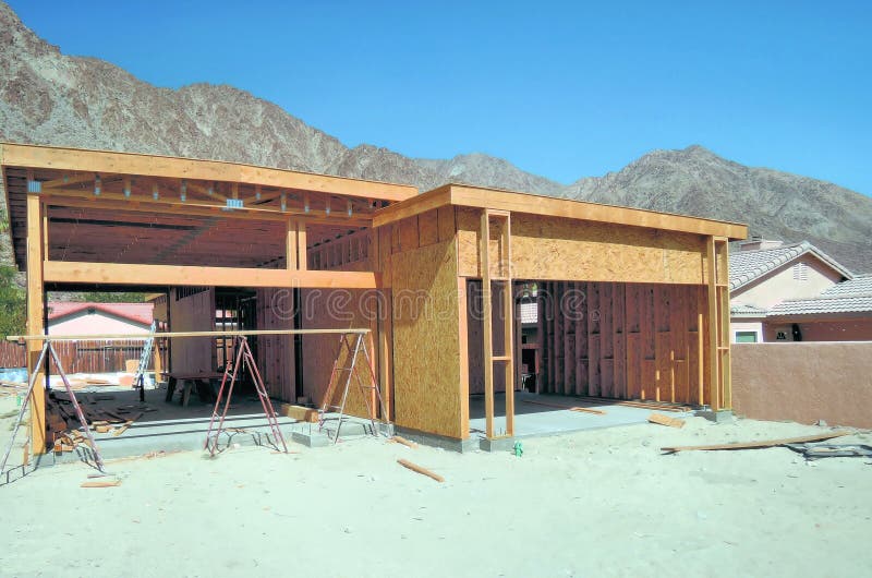 Mid Century Modern House Under Construction Stock Photo - Image of ...