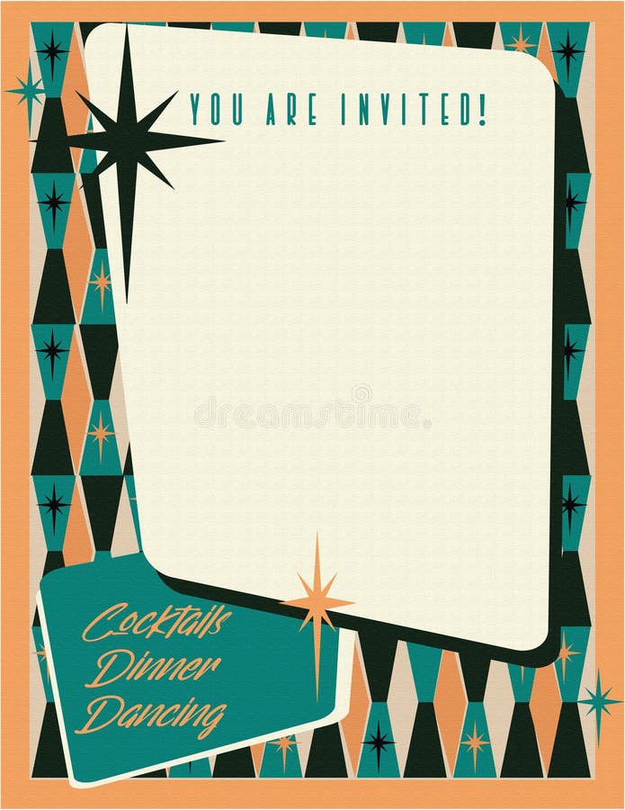 Mid-Century Modern Party Invitation MCM Style Stock Illustration ...