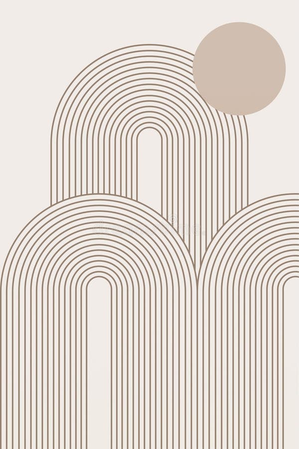 Mid Century Modern Rainbow Background Illustration. Geometric Rainbow ...