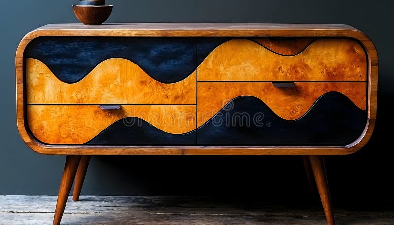 Mid-Century Modern Wave Chest Stock Illustration - Illustration of ...