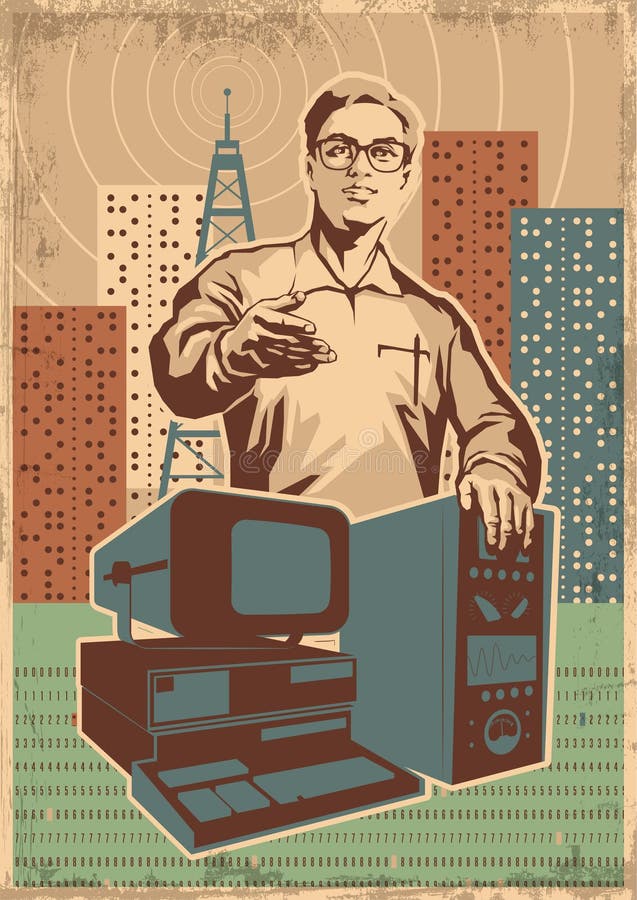 Retro Style Science Propaganda Poster Stock Illustration - Illustration ...