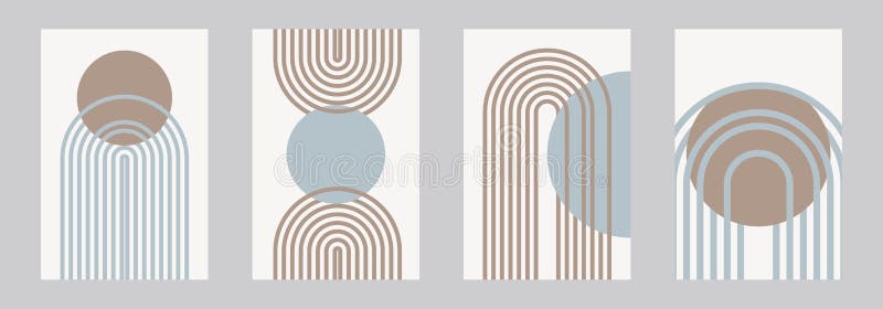 Neutral Abstract Geometric Wall Decor Stock Illustration - Illustration ...