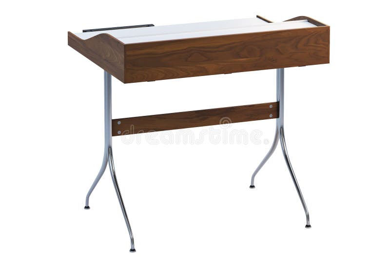 Mid Century Rectangular Work Table with Storage. 3d Render Stock ...