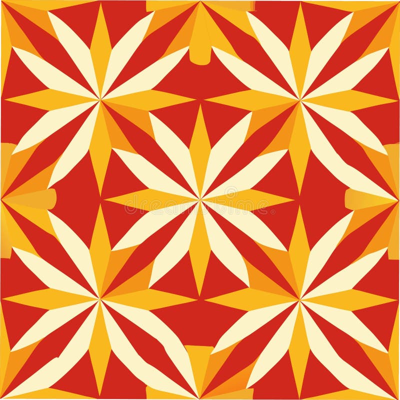 Mid Century Starbursts on Red and Yellow Retro Diamond Shapes Seamless ...