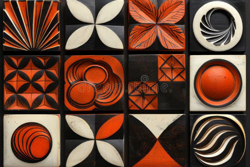 Mid Century Style Geometric Patterns Vibrant Retro Elements for Modern ...