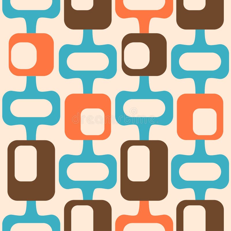 Mid Century Style Seamless Pattern Stock Vector - Illustration of ...