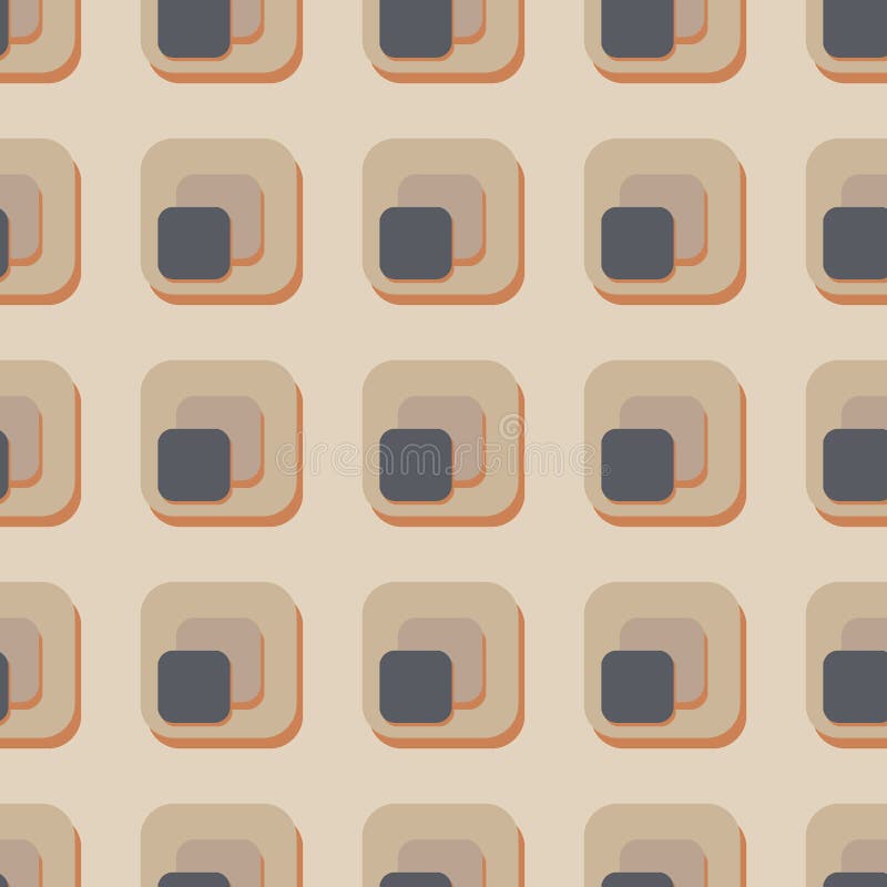 Rounded Square Mid-century Seamless Pattern Stock Vector - Illustration ...