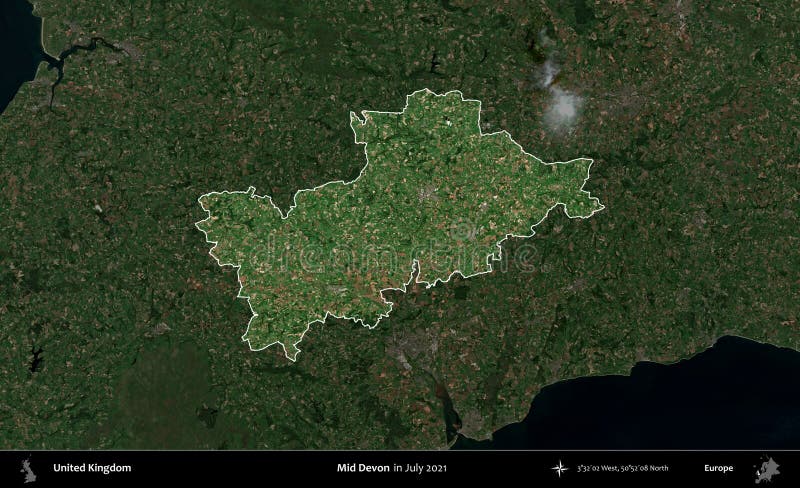 Mid Devon Highlighted, United Kingdom. Sentinel. July 2021 Stock ...