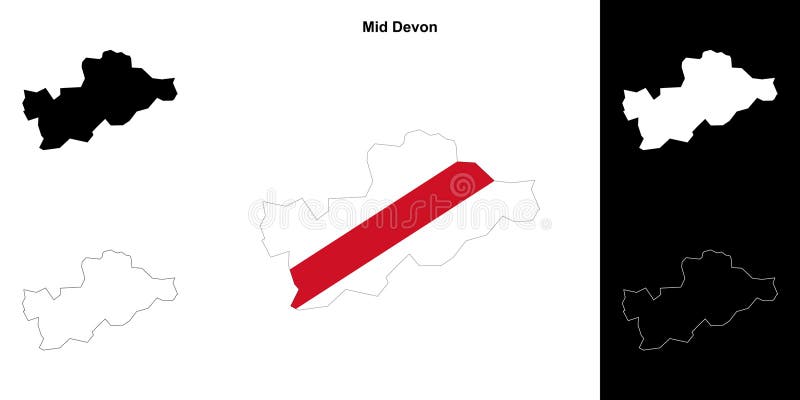 Mid Devon outline map stock vector. Illustration of contour - 334903762