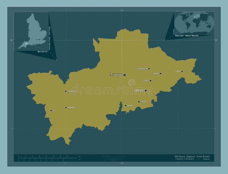 Mid Devon, England - Great Britain. Solid. Labelled Points of Ci Stock ...