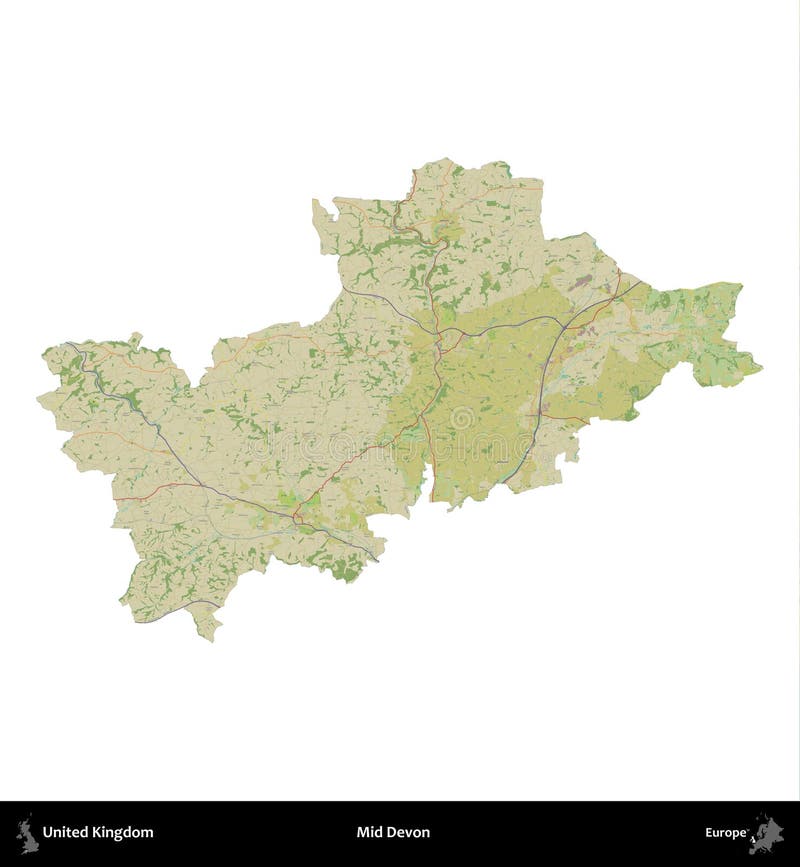 Mid Devon, United Kingdom, Isolated on White. OpenStreetMap ...