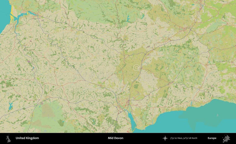Mid Devon, United Kingdom. OpenStreetMap Humanitarian Stock ...