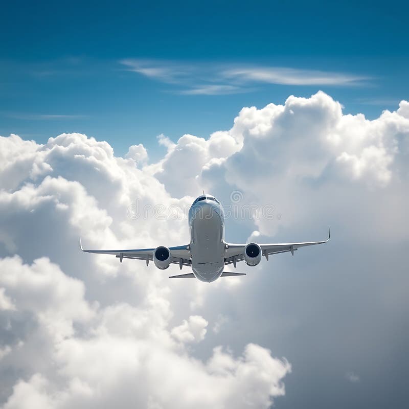 A Mid Flight Capture of a Commercial Airliner with Clouds Parting and a ...