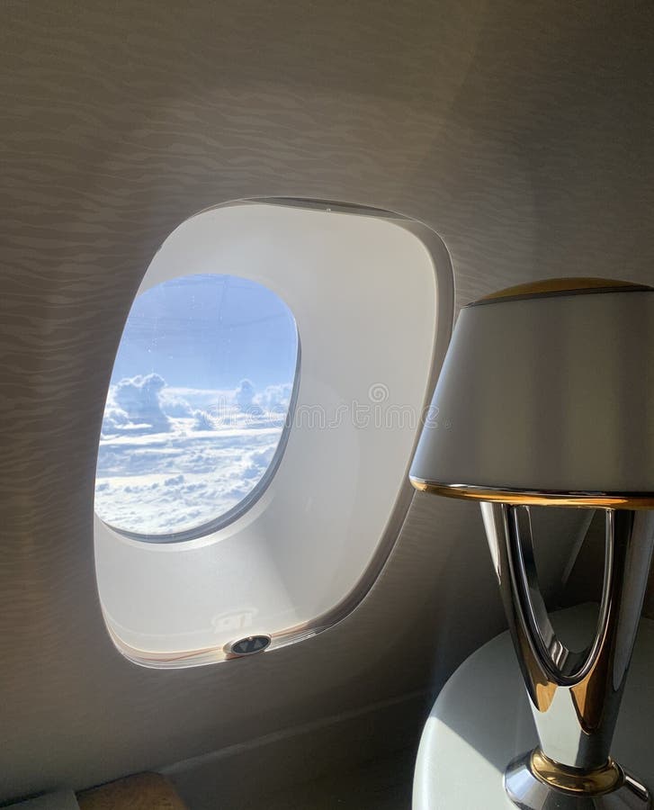 Mid-flight View from the Window of a First Class Cabin Stock Photo ...